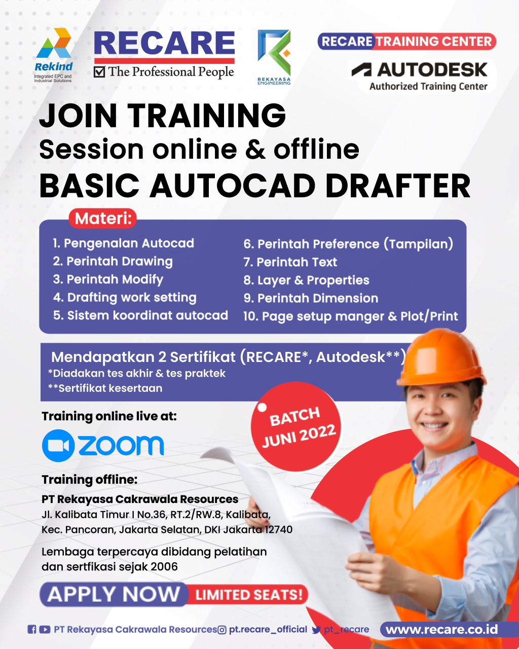 Training Basic AutoCAD Drafter - Recare